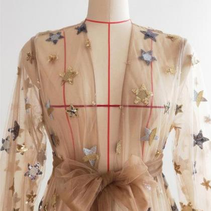 Tan Xing Shining Maternity Dress Long Sleeve Tulle Dress Photo Shoot ...