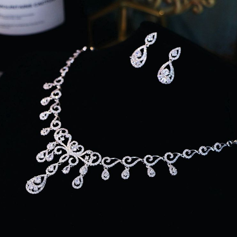 Luxury Diamond Bridal Necklace Earrings Accessories on Luulla