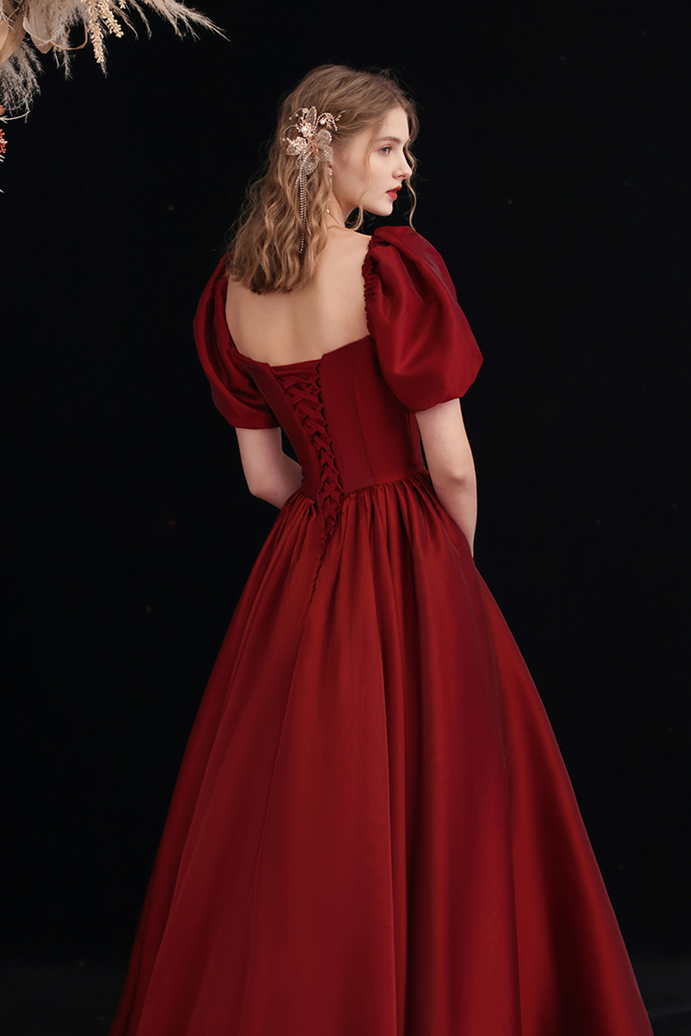 Elegant Wine Red Evening Dress on Luulla