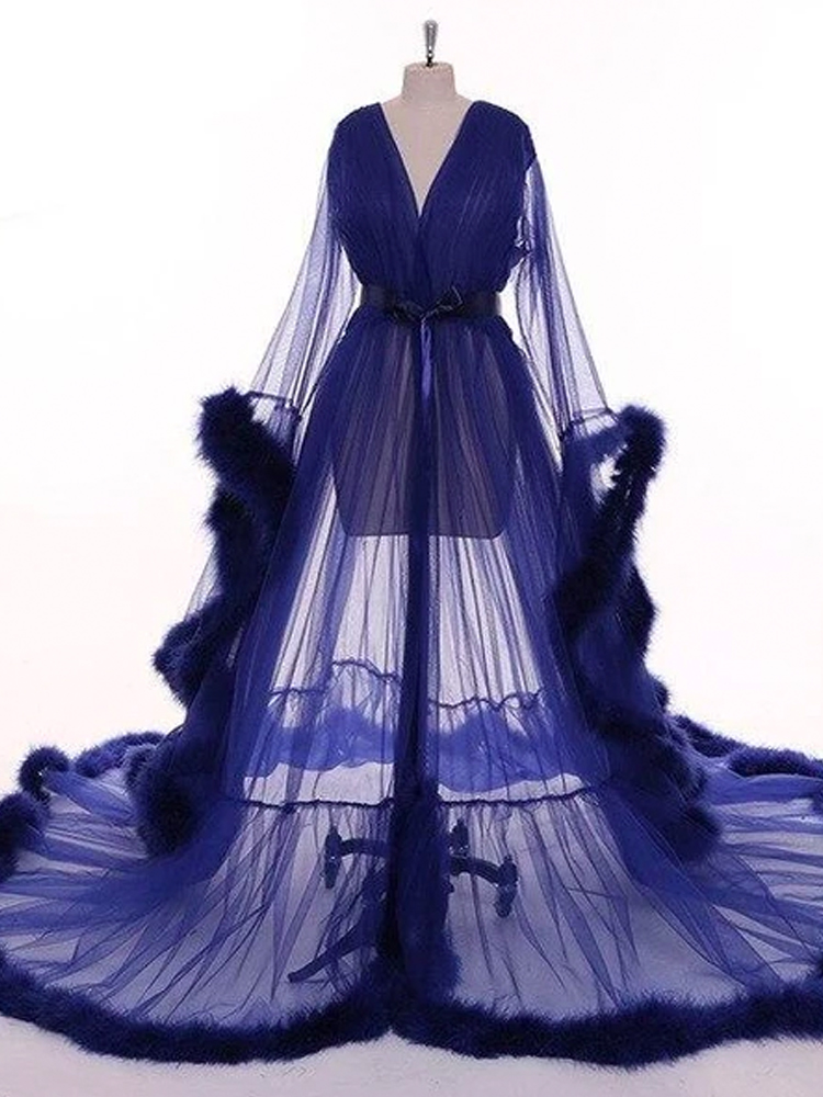 Luxury Birdal Tulle Robes With Hat Ruffled Long Summer Dress For ...