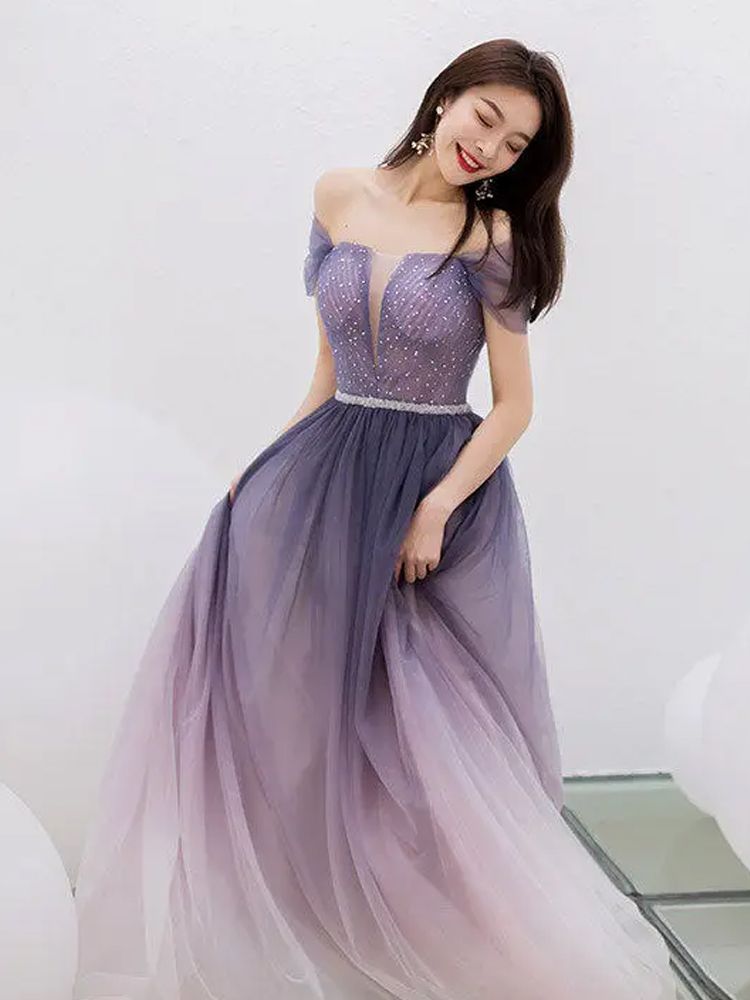A-line Ombre Purple Ong Prom Dress on Luulla